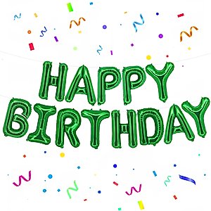 KatchOn, Green Happy Birthday Balloons - 16 Inch | Green Happy Birthday Banner, Green Birthday Sign | Jungle Party Decorations | Green Happy Birthday Sign for Emerald Green Birthday Decorations Women