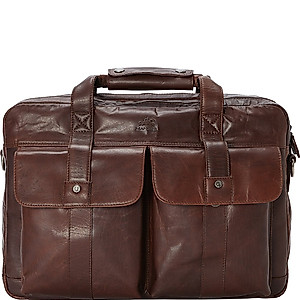 Mancini Leather Goods Double Compartment 15.6" Laptop Briefcase with RFID Secure