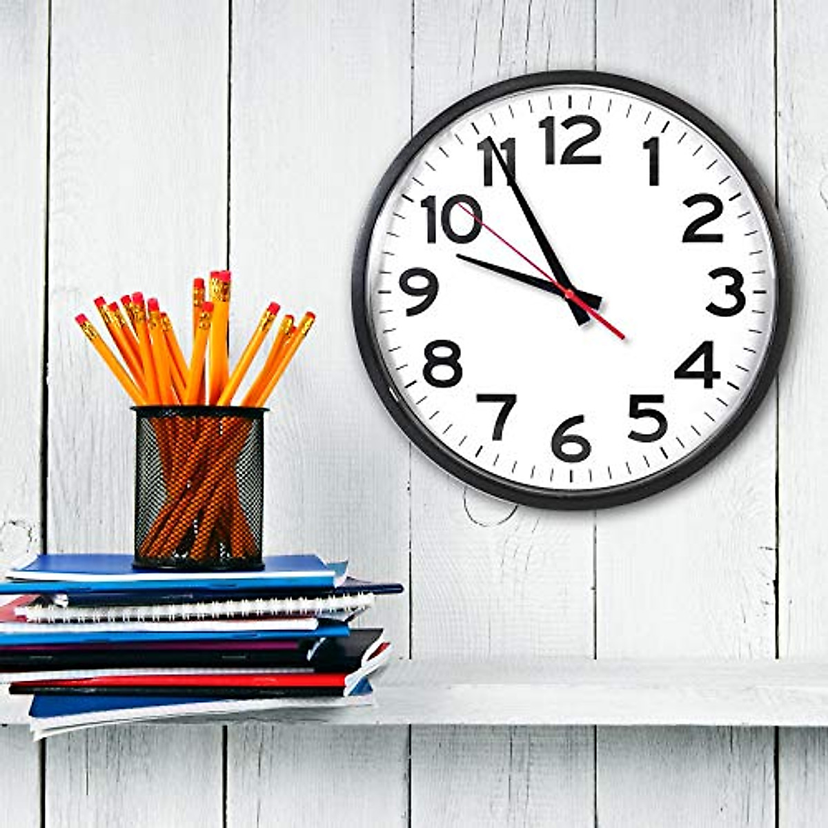 The Ultimate Wall Clock - 14" Atomic, Black, Easy to Read, Perfect for Home, Office, School, Indoor / Outdoor