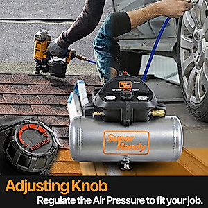 SuperHandy Portable Air Compressor, 2 Gal, 135 PSI, Li-on Battery Operated, 60db Ultra Quiet & Lightweight - For Air Tools, Tire Inflation, & Construction