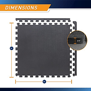 Marcy High Density Non-Slip 24 sq ft Fitness Mat / Equipment Interlocking Puzzle Mat and Floor Protector for Treadmills, Exercise Bikes, and Accessories MAT-39, Black