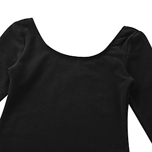 Jizyo Kids Girls Long Sleeve Gymnastics Leotard Stretchy Basic Ballet Dance Leotard Athletic Top Bodysuit Unitard Activewear Black 8 Years