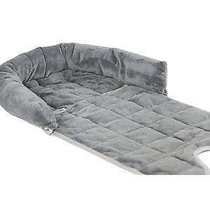 Long-Ci 2-in-1 Baby Insert Cushion Pad with Head Neck Body Support Pillow in Velvet for Newborn (Gray Beige)