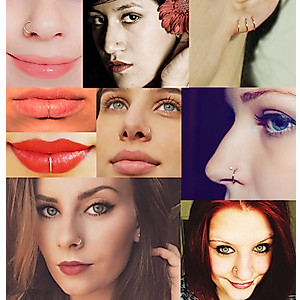 Masedy Nose Rings 12Pcs 20G 316L Stainless Steel L Shaped Nose Studs Cartilage Tragus Septum Piercing Gold