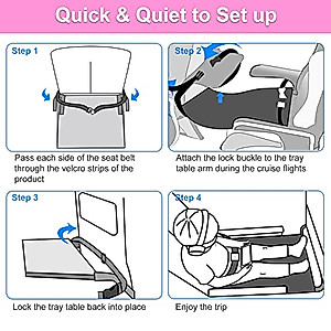 Kids Airplane Footrest, Lightweight Foldable Toddler Airplane Seat Extender Portable Toddler Travel Bed Kids Airplane Travel Essentials Airplane Travel Accessories for Kids (Pink)