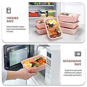 Glotoch Extra-Thick Meal Prep Containers Reusable, 38OZ To Go Containers, Double Use As Divided Lunch Containers For Portion Control-Microwave&Freezer&Dishwasher Safe,BPA-Free,10 Pack,Pink