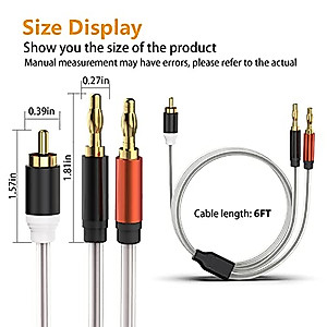 HOSONGIN RCA to Banana Plug Adapter Cable 6 Feet -2 Pack,RCA Male to Banana 2 Male Plug Y Splitter Speaker Wire Audio Cable, Gold-Plated Double Shielding Hi-Fi Systems Stereo Cable