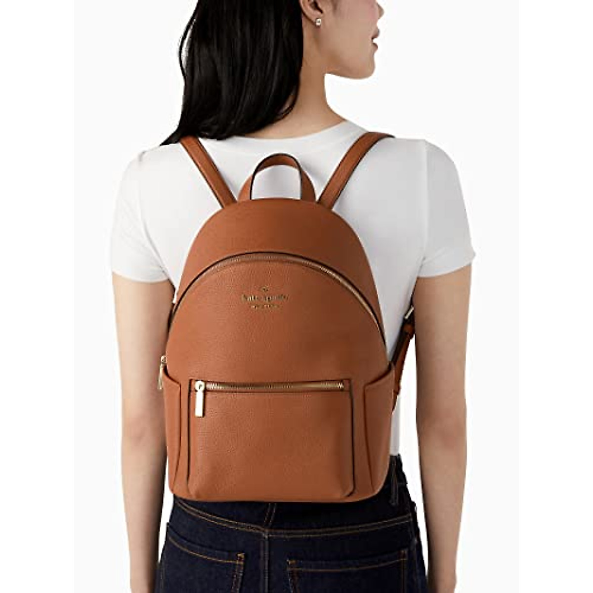 Kate Spade New York Leila Dome Backpack Pebbled Leather Medium (Ginger Brown)