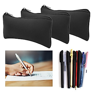 Alomejor 3pcs Pen Bag Pencil Case Soft Neoprene Waterproof Storage Bag for Camping Climbing Traveling wearable Pen Bag (black)