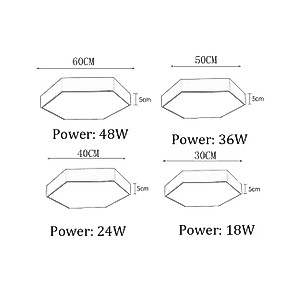 OJRGG LED Ceiling Lamp Metal Hexagon Flush Mount Ceiling Light Three-Color Dimming Ceiling Light Fixture for Living Room Bedroom Dining Room Kitchen Hallway Entry Foyer Pendant Lamp(40cm)