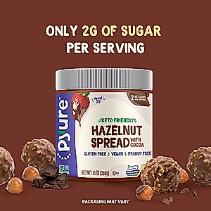 Pyure Hazelnut Spread with Cocoa 2 Net Carbs Keto Snack Gluten-Free, Peanut Free, Plant-Based Hazelnut Spread for Vegan Keto Friendly Food, 13 Ounce (Pack of 1)