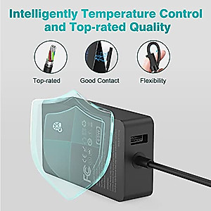 65W Surface Pro Laptop Charger for Microsoft Surface Pro 9, 8, 7+, 7, 6, 5, 4, 3, X, Windows Surface Laptop 5, 4, 3, 2, 1 Studio, Surface Go Tablet, Surface Book 3, 2, 1, Support 44W, 36W, LED, 10FT