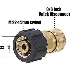 LOVHO Pressure Washer Adapter Set M22-14MM to 3/8 Inch Quick Connector 3 Pcs