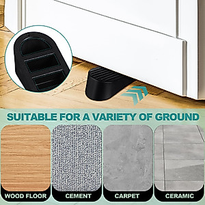 Frienda 16 Pack Large Door Stoppers Heavy Duty Rubber Stopper for Bottom of Door Wedge Stopper for Home Office (Black)