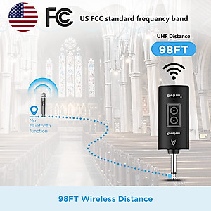 Wireless Microphone Singing Karaoke,Plug&Play Dual Cordless Dynamic Handheld Wireless Mic with Rechargeable Receiver for 1/4'',1/8'' Output, Microphone for Adult, Kids,Wedding,Party,Church,UHF 98FT