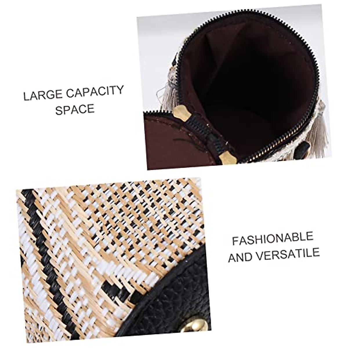 TENDYCOCO 4pcs Straw Cylinder Straw Purses for Women Fringe Purses for Women Woven Purses for Women Straw Hobo Bag Woman Woven Pouch Straw Woven Bag Portable Bag Casual Woven Messenger Bag