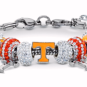 University of Tennessee Charm for Charm Bracelets - Tennessee Orange Power T Bead - Hypoallergenic Stainless Steel Charms - Tennessee Vols Gifts for Her