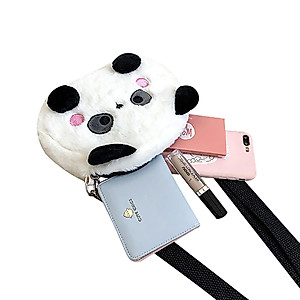 Amamcy Cute Panda Plush Crossbody Purse Small Fluffy Satchel Shoulder Bag Messenger Bag Handbag Purse for Women