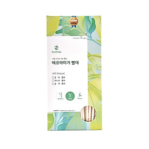 EcoAmiga Bamboo Straw, 8 Inch Reusable & Biodegradable Organic Bulk Straws – Great Ecological Alternative to Plastic Straws (Wheat)