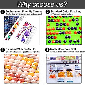 Jungobiu 5D Diamond Art Painting Kits Afro African Woman, DIY Diamond Art Africa Kits Paint with Diamonds Full Round Drill Crystal Rhinestone Embroidery for Home Office Wall Decoration 12X12in