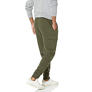 Amazon Essentials Cargo Sweatpants for Men - Fleece Jogger, Olive Heather, Medium