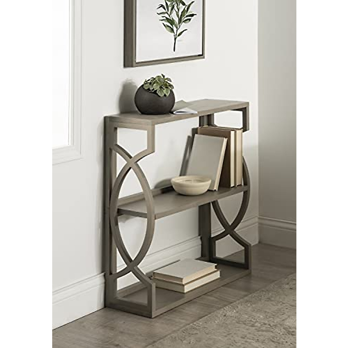 Kate and Laurel Raines Farmhouse 3-Tier Wall Shelf, 25 x 8 x 28, Gray, Decorative Floating Shelves for Wall