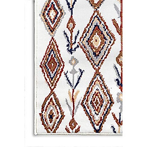 Furnish my Place Moroccan Diamond Rug - 5 ft. x 8 ft, Ivory, Geometric, Accent Rug with Transitional Style