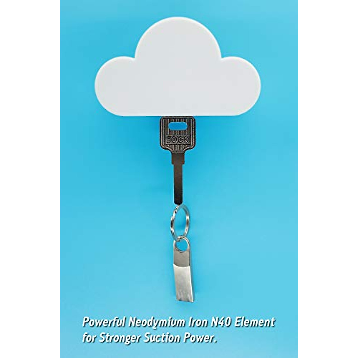 White Cloud Magnetic Key Holder for Wall, Creative and Unique Ornament, Strong Magnetic Force Can Hang Multiple Keys and Keychain, Easy to Install and Convenient to Use. (White)