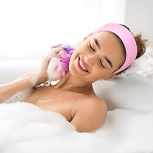 Sdfsdf 128 Pieces Disposable Spa Facial Headbands Stretch Non-Woven Headband Soft Skin Care Hair Band with Convenient Closure for Women Girls Salons Esthetician Supplies, Pink Large, 40.0 Count