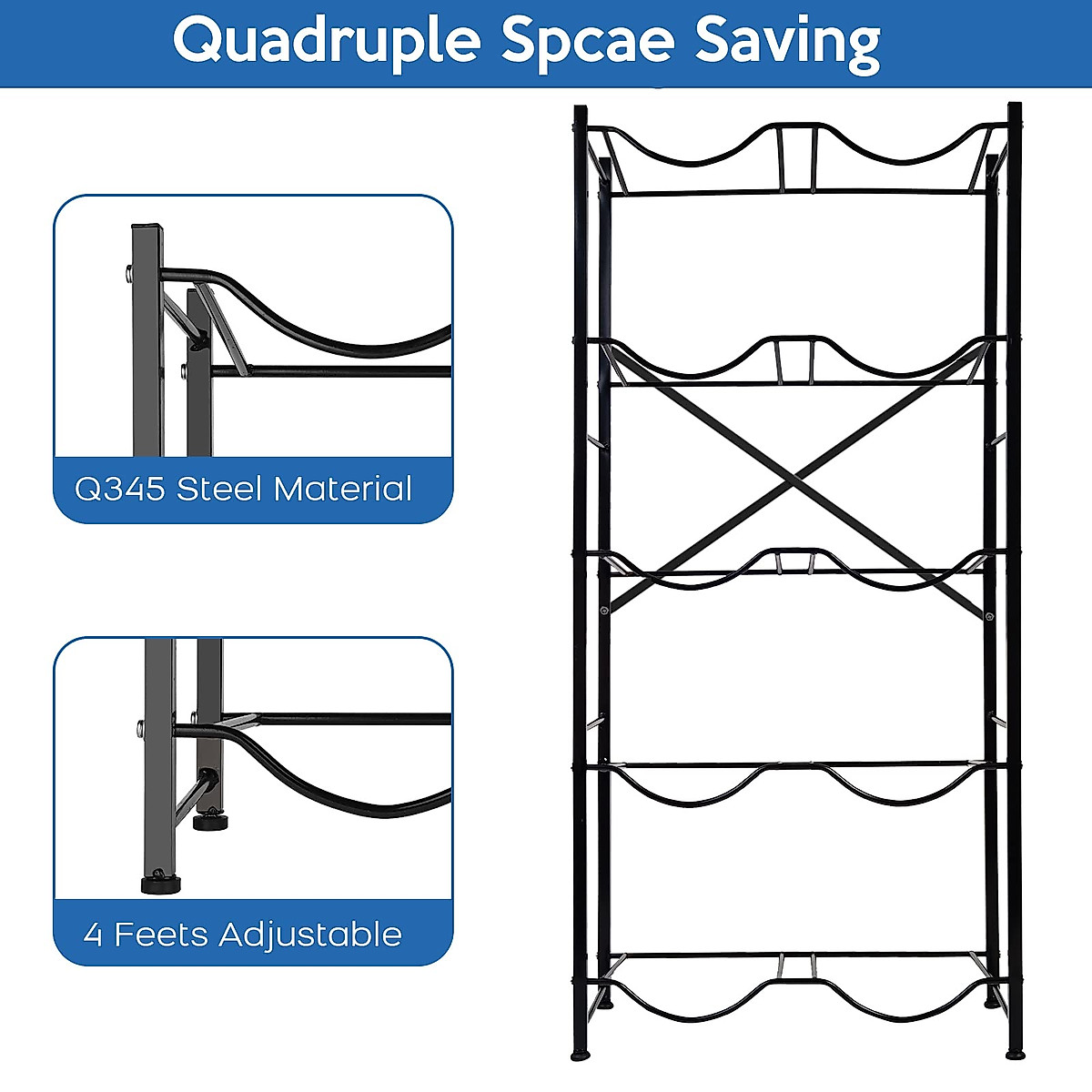 ULTRAHOME 5 Gallon Water Bottle Rack Storage, 5-TIRE Water Bottle Holder Organizer, 5 Gal Water Bottle Jug Rack for 10 of 5 Gallon Water Bottle, High-Purity Q345 Steel Material