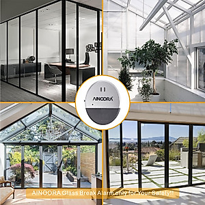 Window Alarm Sensors 4 Pack, Glass Break Sensor 130DB Loud Window Vibration Alarms, Burglar Intruder Entry Detector for Indoor Home Office Apartment & RV Security