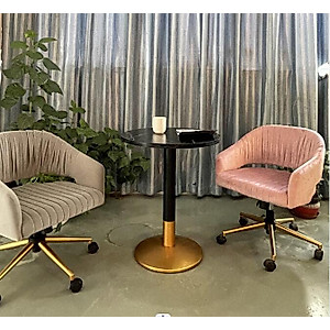 Modern Round Gold Coffee Table Round Dining Table Modern Round Side Table for Small Space Dining Room, Seat for 2-4 (1023 Gold Black)