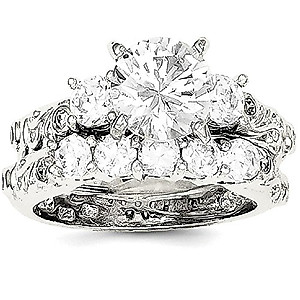 IceCarats 925 Sterling Silver Cubic Zirconia CZ Wedding Band Engagement Ring Bridal Jewelry Set Size 8