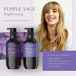 Theorie Purple Sage Brightening Conditioner for Blonde, Bleached, Silver, & Grey Hair. Instantly Eliminates, Neutralizes Brassiness & Yellows | With Argan, Marula, & Grape Seed Oil (800mL)