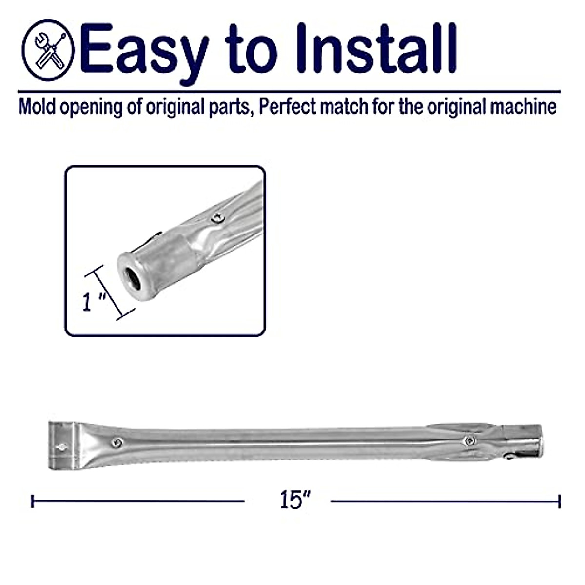 YOUFIRE Burner Tube 15" Stainless Steel Pipe Burners Grill Replacement Parts for Charbroil 640-01303702-3, Kenmore 146.16222010, Grill Master, Nexgrill, Uberhaus Grill Models, 6-Pack Gas Tubes