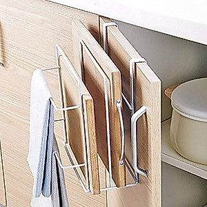Connoworld Double Layer Kitchen Cabinet Iron Shelf Chopping Board Storage Rack Towel Holder Black