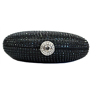 Chicastic Black Rhinestone Crystal Minaudiere Hard Mini Wedding Cocktail Evening Clutch Bag