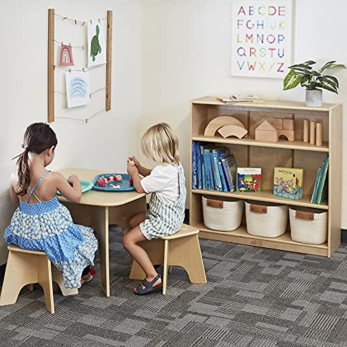 ECR4Kids Classic Bookcase, 36in, Adjustable Bookshelf, Natural