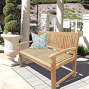 Seven Seas Teak El Mar Teak Outdoor Patio Bench, 4 Foot Made from Solid Teak Wood