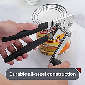 Commercial Can Opener, UHIYEE Hand Crank Can Opener Manual Heavy Duty with Comfortable Extra-long Handles, Oversized Knob, Large Handheld Can Opener Easy for Big Cans, Black