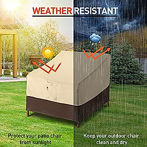 Arcedo Waterproof Outdoor Chair Cover Clearance, Heavy Duty Patio Furniture Cover, Lounge Chair Cover for Lawn Garden Deep Seat, All Weather Protection, 32" L x 40" W x 30" H, Beige & Brown