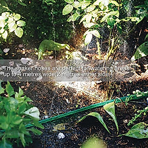 FUNJEE PVC Flat Soaker Hose 1/2'', Drip Hoses, Saves 70% Water, For Garden/Vegetable (50FT, Green)