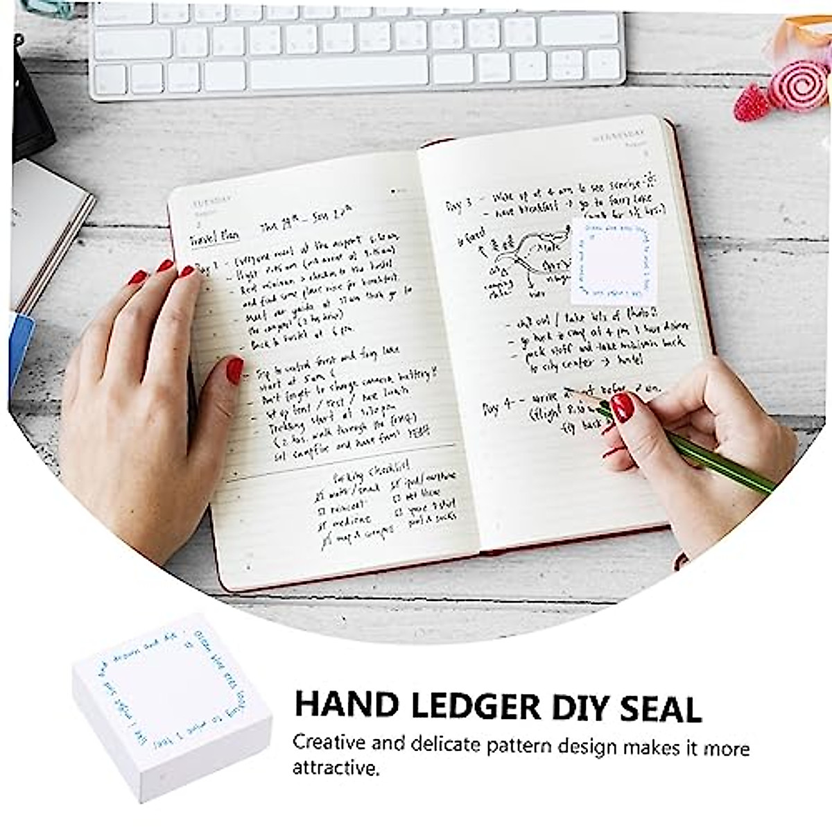 VILLCASE 2pcs Seal Decorative Wood Photo Album Scrapbook Seal Stamp Retro Decor Wooden Stamps Blue Decor Scrapbook Stamp DIY Seal Students Stationery Rubber Simple Hand Account