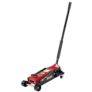 Blackhawk B6350 Black/Red Fast Lift Service Jack - 3.5 Ton Capacity, 28 1/2" L x 13 3/4" W x 6 1/2" H