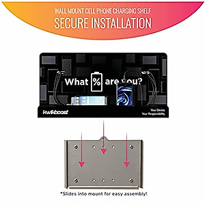 KwikBoost Wall Mount Cell Phone Charging Shelf | Multi-Device Station with 8 Ports | Compatible with Apple iPhone, iPad, Samsung, Android, Tablets and More! (18" x 9")
