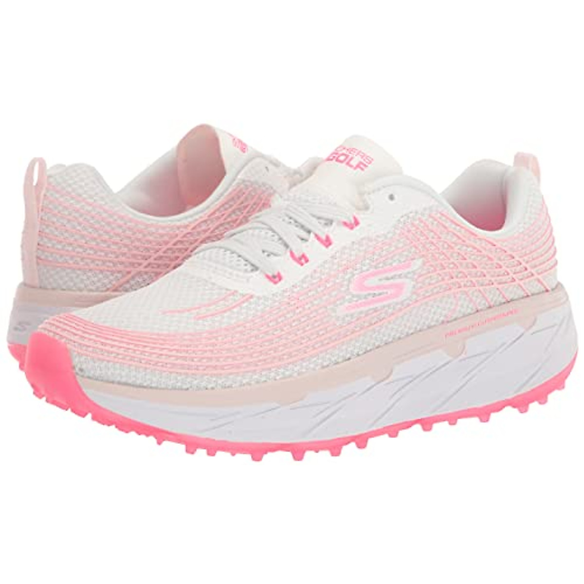 Skechers Women's Go Ultra Max Spikeless Golf Shoe Sneaker, WHT/PNK, 10