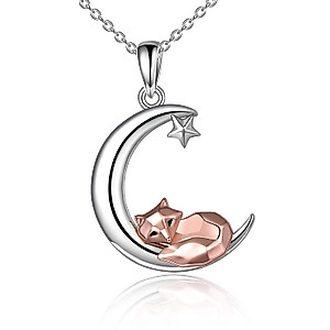 ONEFINITY Fox Necklace Sterling Silver Origami Fox Pendant Jewelry for Women Mom Wife Mothers Day Jewelry Gifts