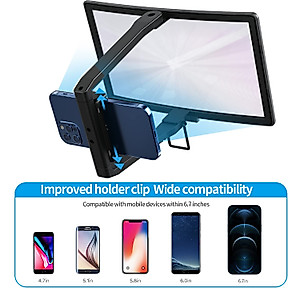 New 12" Curved Smartphone Screen Magnifier, 3D Hand-held Phone Magnifier Screen for Gaming, Browsing TikTok, and Videos, Foldable Screen Magnifier for Cell Phone (Black)