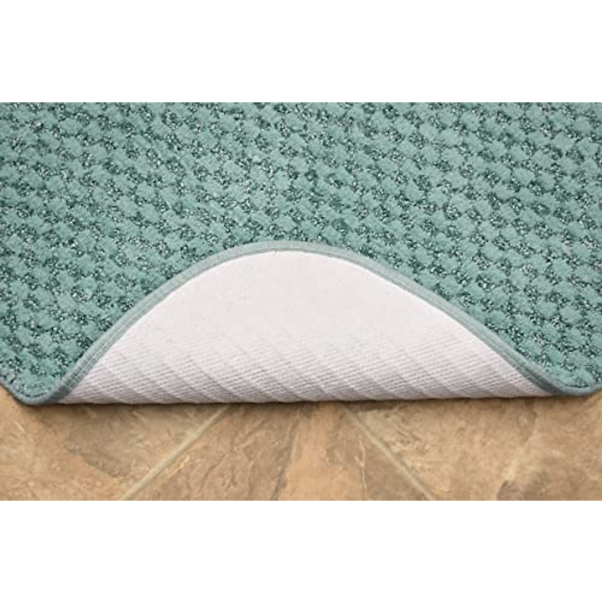 Garland Rug Cabernet Nylon Washable Bath Rug, 3-Piece Rug Set, Sea Foam