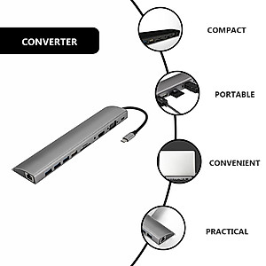 OSALADI USB Hub USB Hub USB Hub USB Hub USB Hub USB Hub USB Hubs Aluminium Alloy Computer Converter Type- c Hub 11- in- 1 Hub Dock Station USB Docking Station Adapter